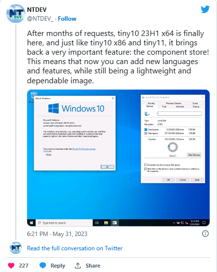 Tiny10 x64 23H1 está aqui para aqueles que Precisam de um Windows 10 ...
