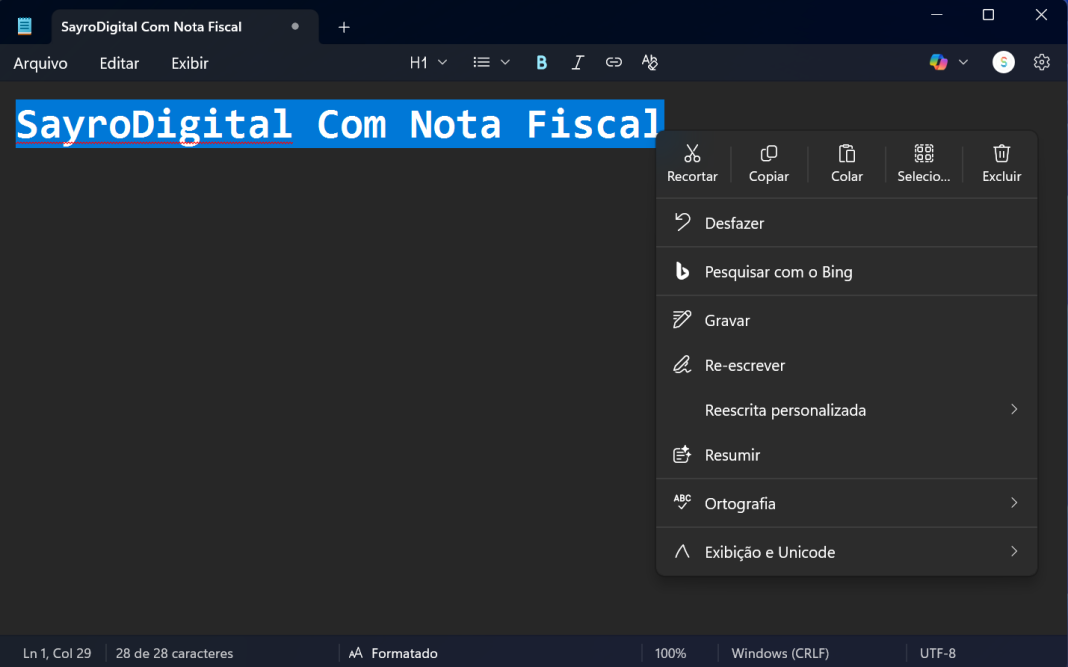 Novo Blocos de Notas - Sayro Digital
